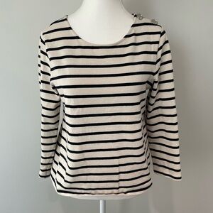 Sezane | Tops | Sezane Collette Breton Stripped Top Ecru Black Button ...